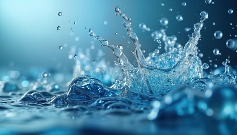 Close Up Water Splash. Clean Water in Motion. Powerful Water Splash ...