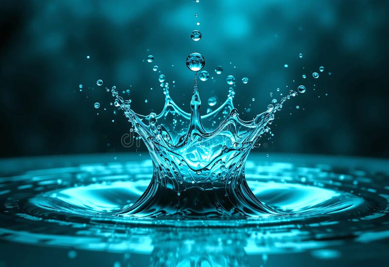 Close-Up Water Splash Creating Crown Formation Stock Illustration ...