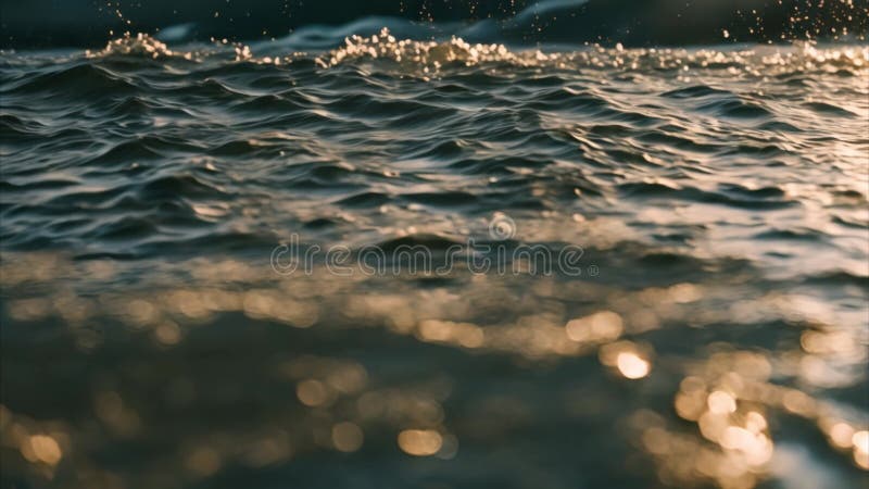 Close-up of Water Surface with Golden Reflections Stock Video - Video ...