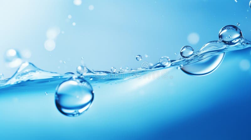 Close-up of Water Waves and Bubbles on a Blue Background. Stock Image ...