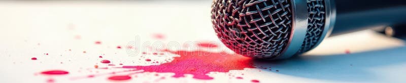 Close Up Watercolor Microphone, Notepad, Bold Splatters Energetic ...
