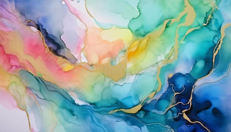 Close-Up of Watercolor Painting Stock Illustration - Illustration of ...