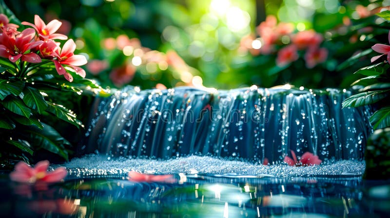 Close Up of Waterfall with Water Running Down it S Sides. AI Stock ...