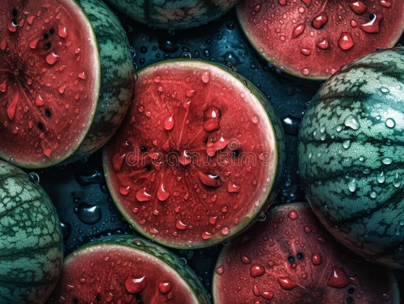 A Close Up of a Watermelon with a Slice Missing. Stock Photo - Image of ...
