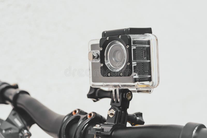 Waterproof Action Camera with a Yellow Float in a Man`s Hand ...