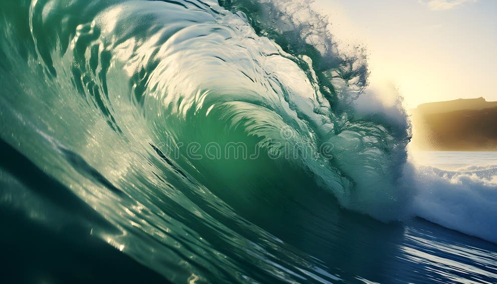 Close-up wave barrel surf stock illustration. Illustration of action ...