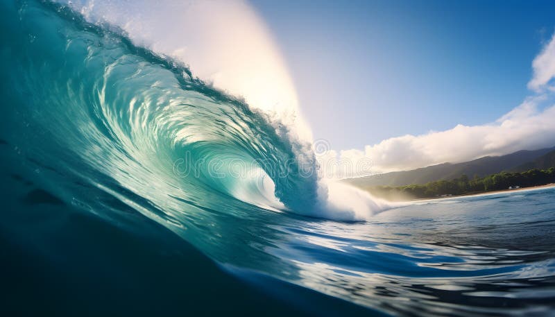 Close-up wave barrel surf stock illustration. Illustration of splashing ...