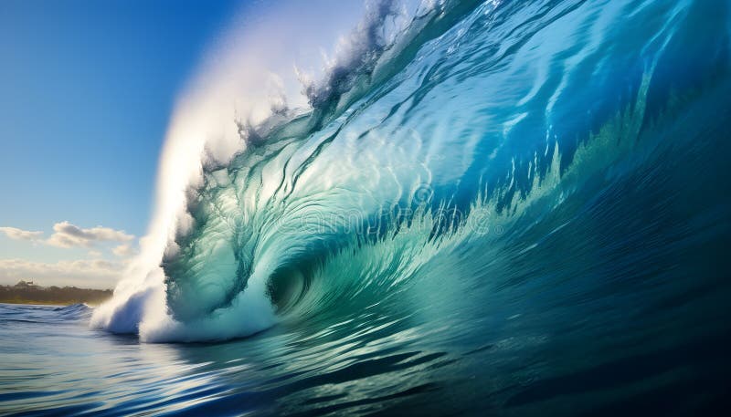 Close-up wave barrel surf stock illustration. Illustration of shore ...