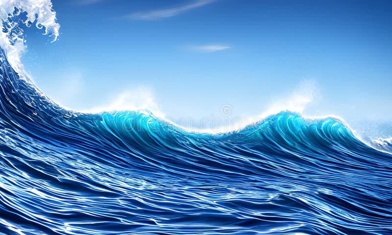 Close-up of a Wave on a Blue Background Stock Illustration ...