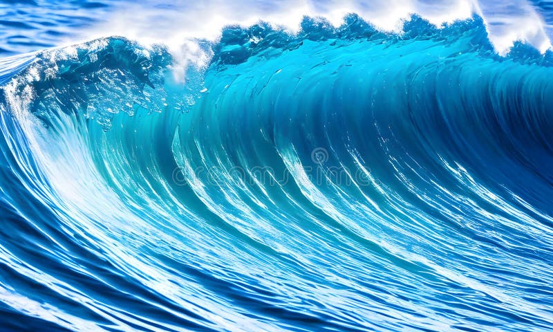 Close-up of a Wave on a Blue Background Stock Illustration ...