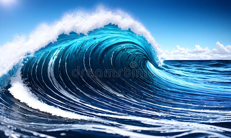 Close-up of a Wave on a Blue Background Stock Illustration ...