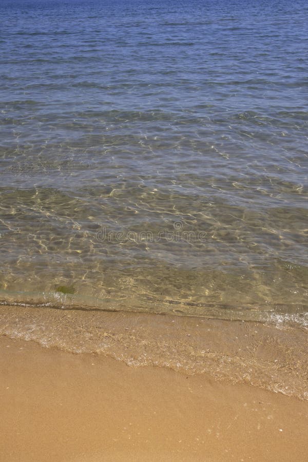 Close-up of a Wave of Clear Water on a Sandy Beach. Stock Image - Image ...