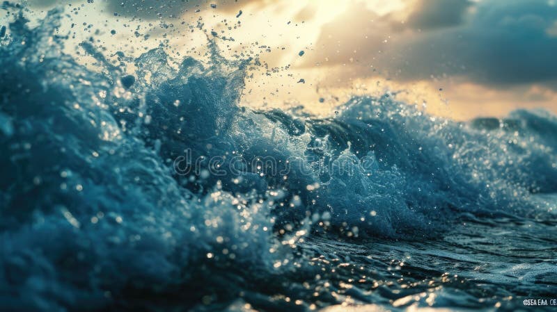 A Close Up of a Wave Crashing on the Ocean Shore, AI Stock Photo ...