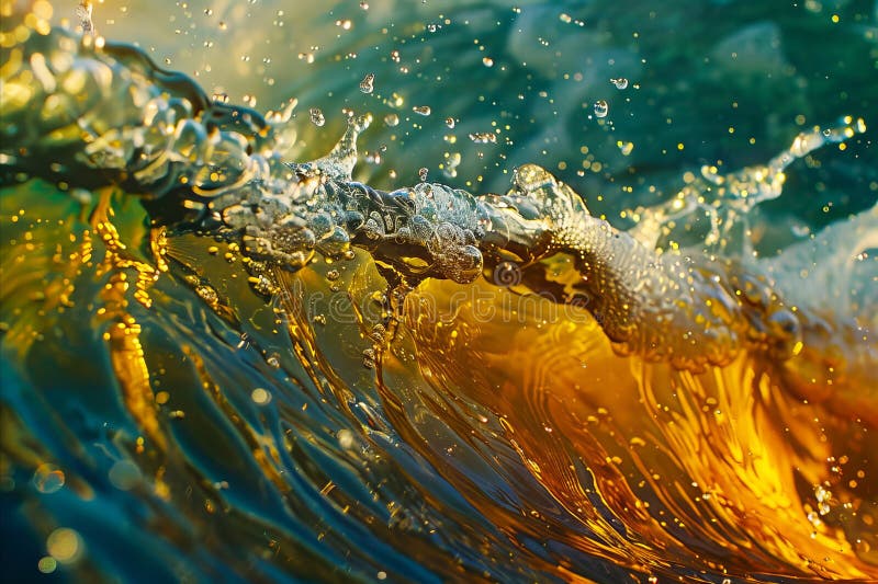 A Close Up of a Wave with Yellow and Orange Water Stock Photo - Image ...