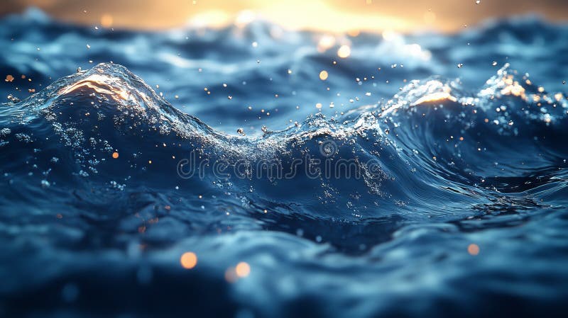 Close Up-Waves on the Moving Water Surface Stock Illustration ...