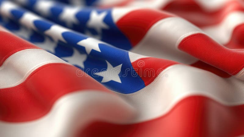 Close-up of Waving American Flag with Stars and Stripes Pattern Stock ...