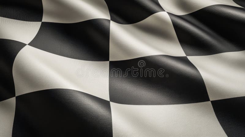 Close-Up of Waving Black and White Checkered Fabric Pattern Stock ...