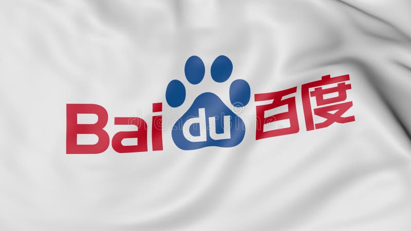 Close Up of Waving Flag with Baidu Logo, 3D Rendering Editorial Image ...