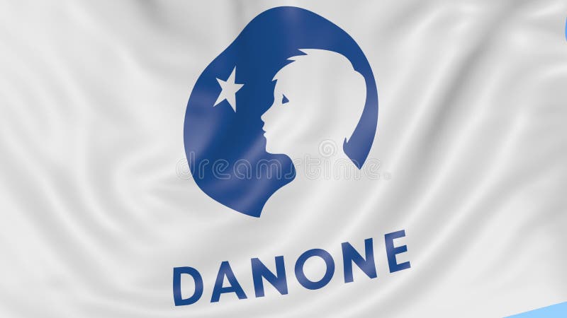 DANONE Logo on a Waving Digital Flag, Looping 3d Animation Stock ...