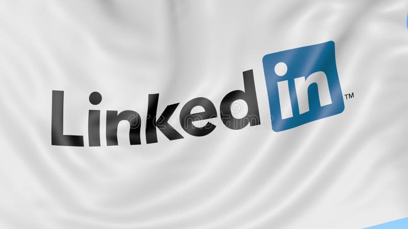 Close-up of Waving Flag with LinkedIn Logo, Seamless Loop, Blue ...