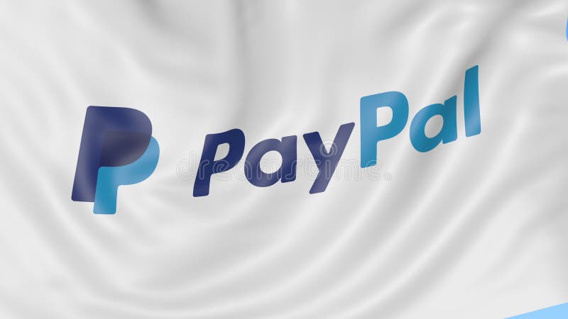 Close-up of Waving Flag with PayPal Logo, Seamless Loop, Blue ...