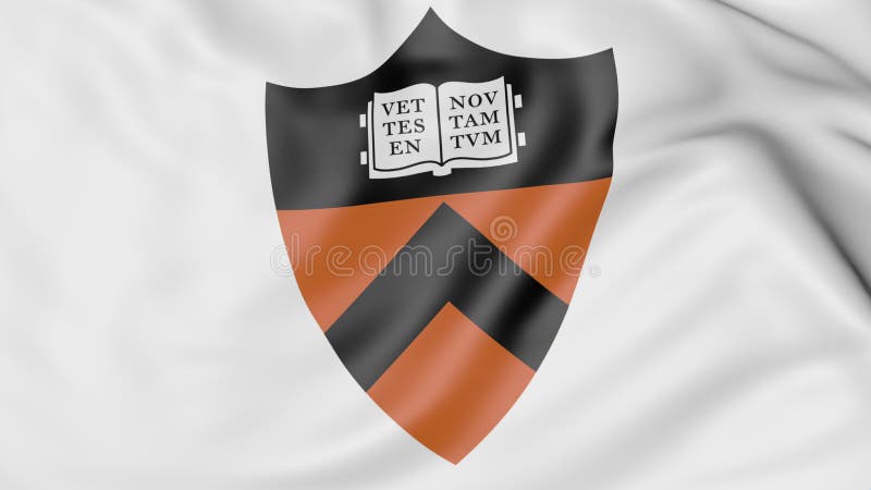 Close-up of Waving Flag with Princeton University Emblem 3D Rendering ...