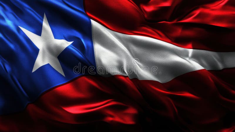 A Close-up of a Waving Flag with Red, White, and Blue Sections and a ...
