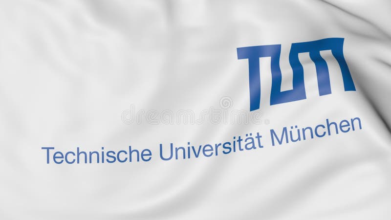 Close-up of Waving Flag with Technical University of Munich Emblem 3D ...