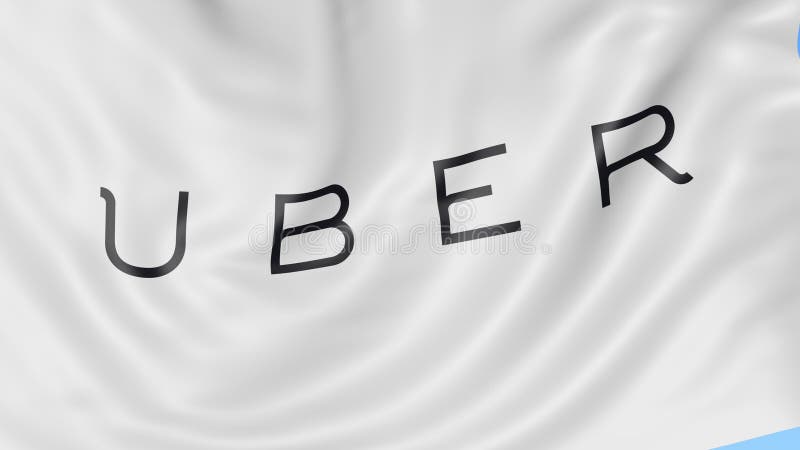 Close-up of Waving Flag with Uber Technologies Inc. Logo, Seamless Loop ...