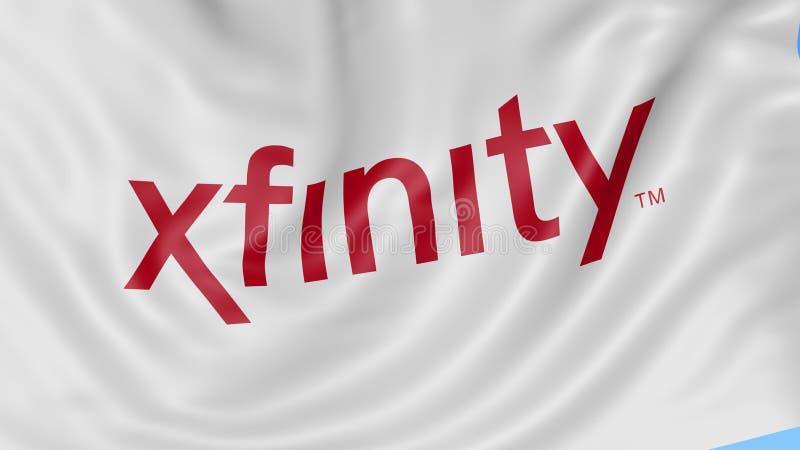 Close Up of Waving Flag with Xfinity Logo, Seamless Loop, Blue ...