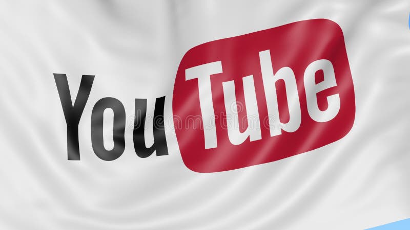 Close-up of Waving Flag with YouTube Logo, Seamless Loop, Blue ...