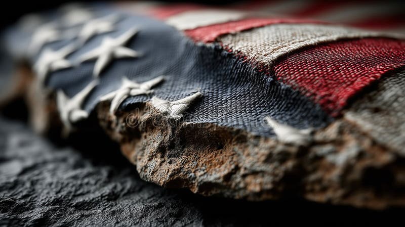 Close Up of a Weathered American Flag Stock Illustration - Illustration ...