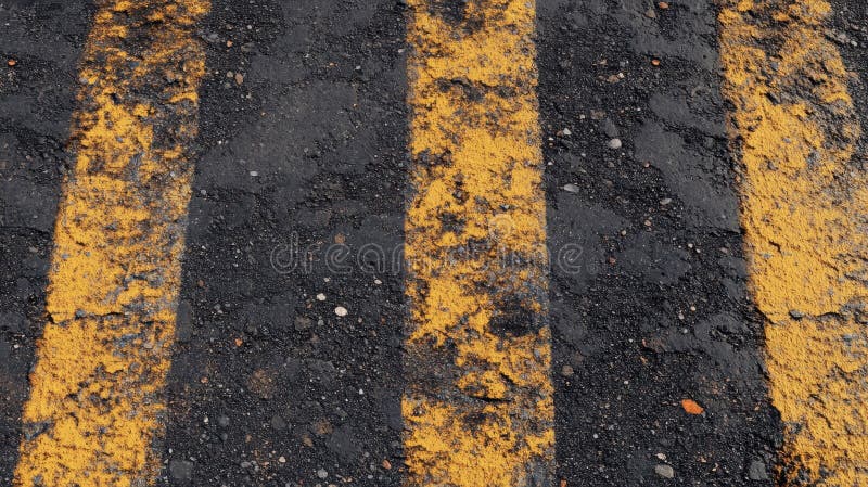 Close-up of a Weathered Asphalt Surface with Yellow Pedestrian Crossing ...