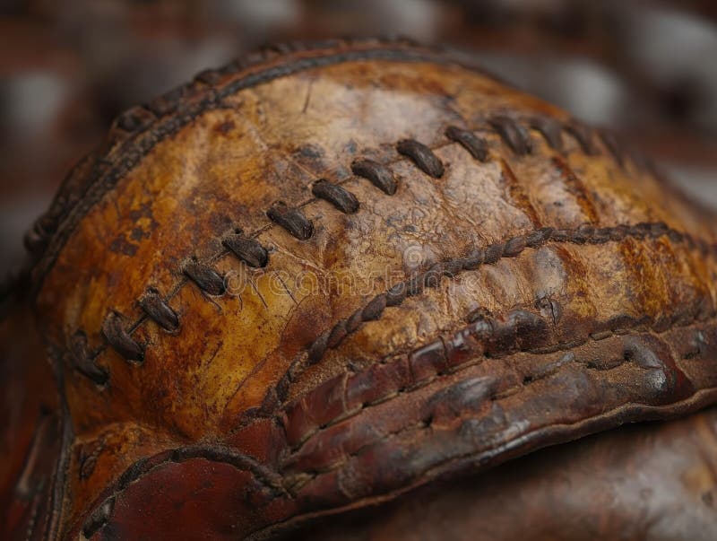 Close-up of Weathered Baseball Leather and Stitches Stock Illustration ...