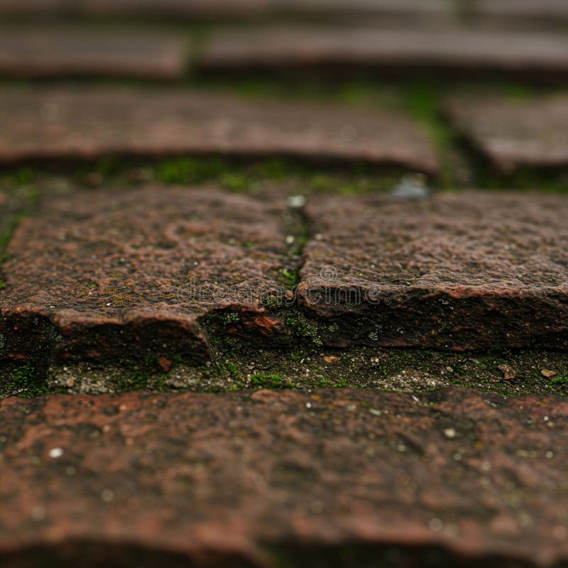 Close-up of a Weathered Brick Pathway, Showing Irregular Surfaces and ...