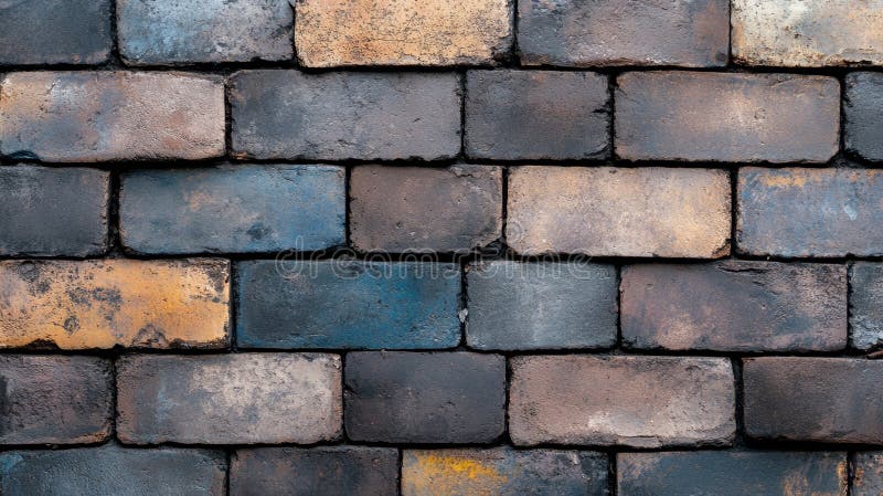 Close-up of a Weathered Brick Wall with a Mix of Blue, Brown and Grey ...