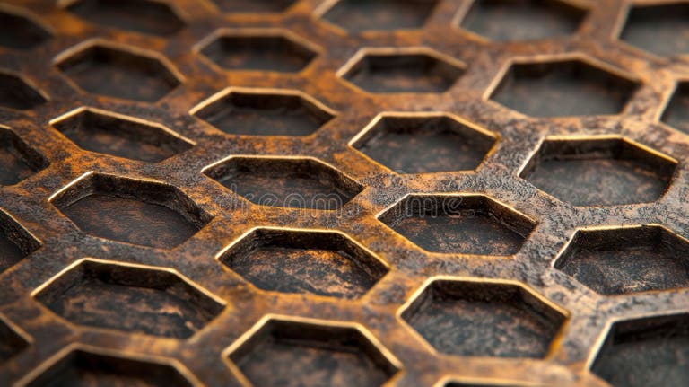Close-up of Weathered Hexagonal Metal Pattern with Rustic Industrial ...