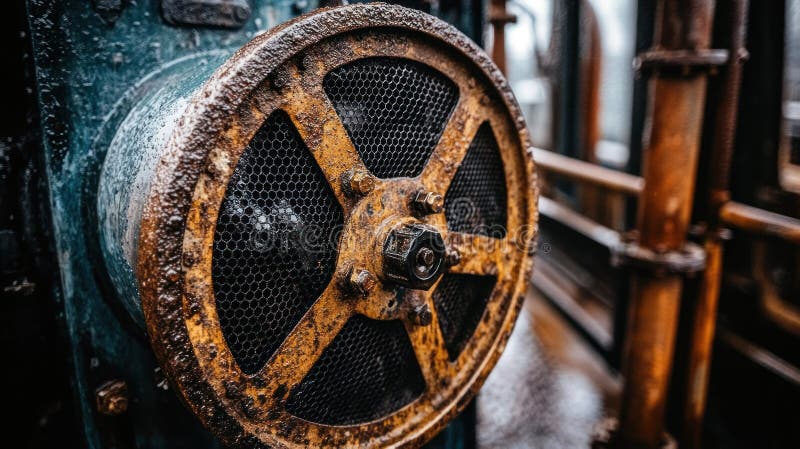 Close-up of a Weathered Industrial Machine Part. Rusty, Circular Metal ...