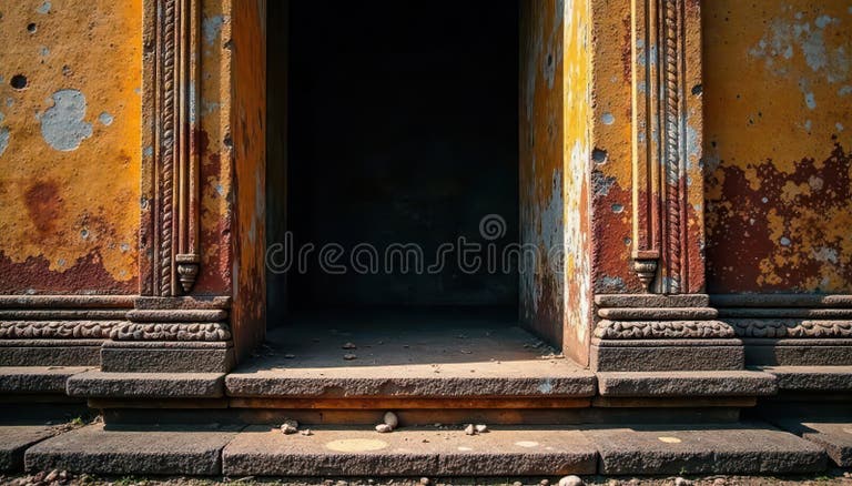 Close Up of Weathered Khmer Temple Lower Third Frame , Angkor Wat, Bas ...