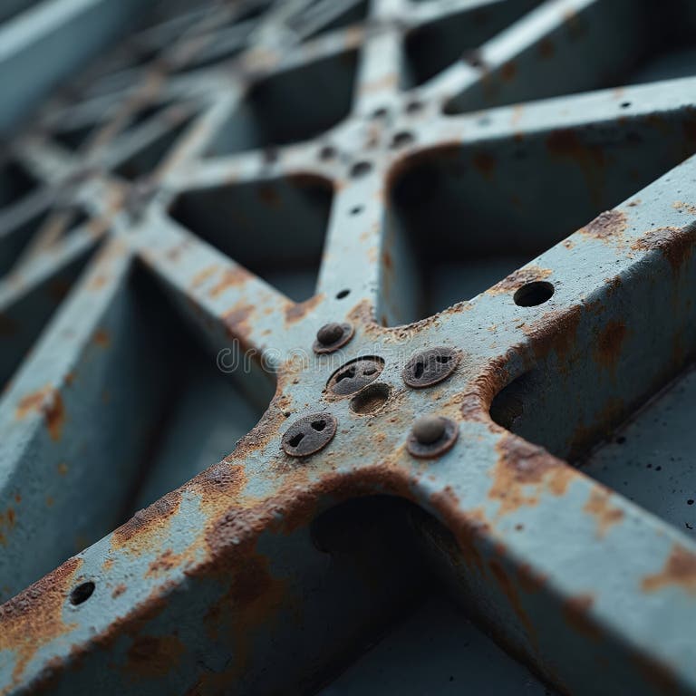 Close-up of Weathered Metal Bridge Support Structure. Rivet Joints ...