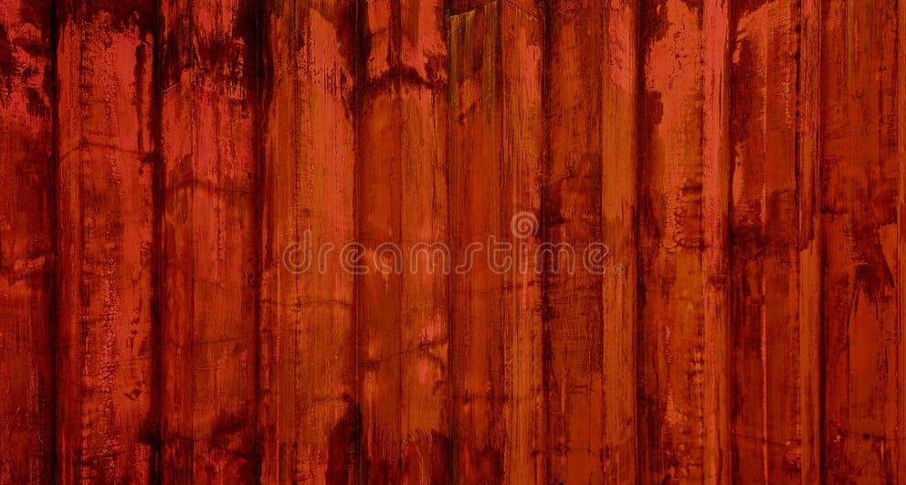 Close Up Weathered Red Corrugated Metallic Wall, Displaying a ...