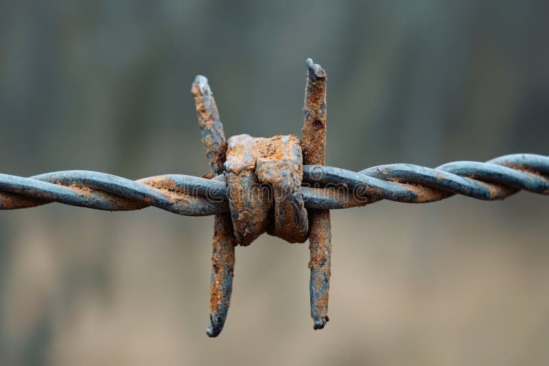 A Close-up of a Barbed Wire Fence. Protected Area, Fenced Off with a ...