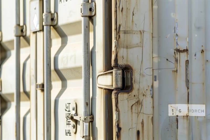 Close-Up of Weathered Shipping Container Doors with Rustic Texture and ...