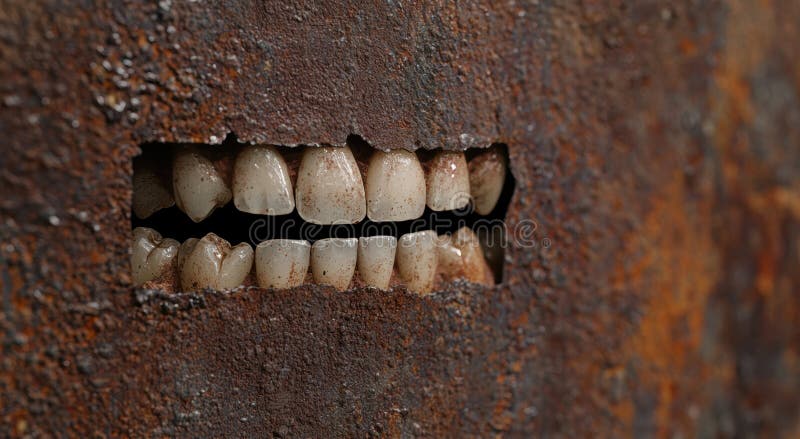 Close-up of Weathered Teeth in a Rusty Metal Surface Stock Illustration ...