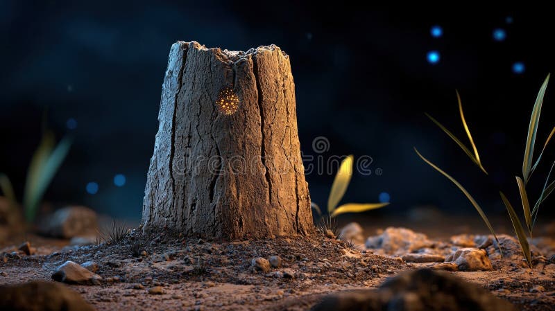 A Closeup of a Weathered Tree Stump Surrounded by Soft Grass and Earth ...
