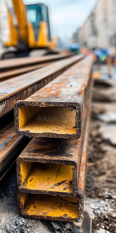 Close-up of Weathered Wooden Beams at Construction Site Stock ...