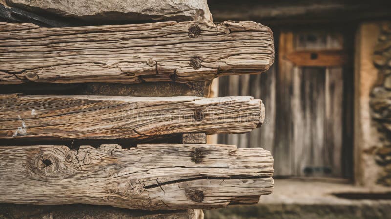 Close-up Weathered Wooden Beams Rustic Texture High Quality Image Stock ...
