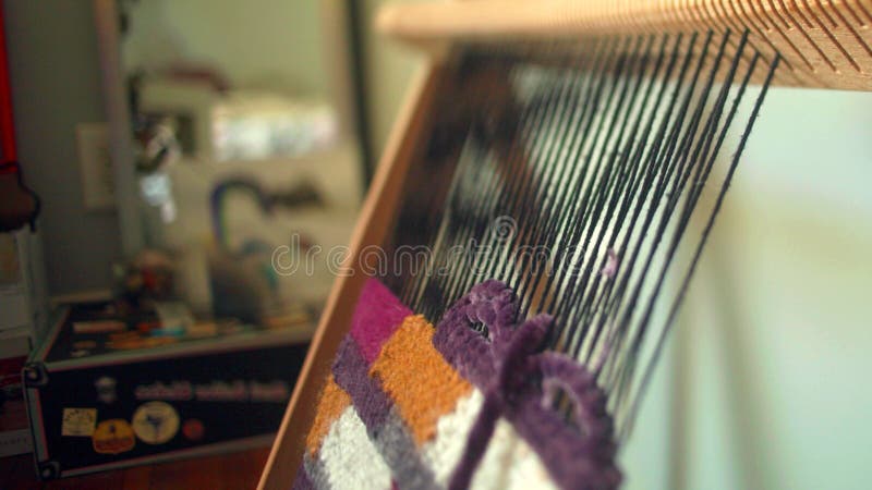 Close-up on a Weaving Board Stock Image - Image of brown, line: 232038205