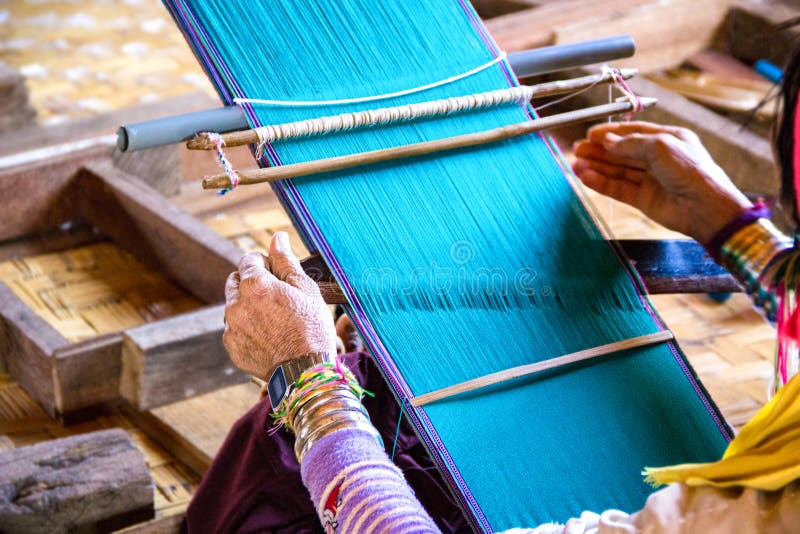 Close Up of Weaving Fabric Cotton Stock Photo - Image of homemade, loom ...