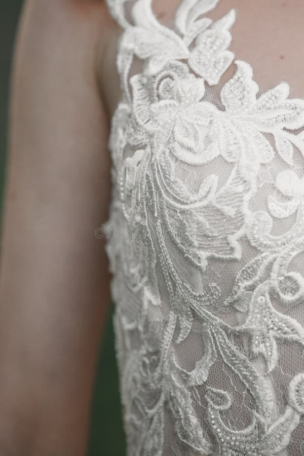 Close-up of the Wedding Dress.bust and Shoulder Stock Photo - Image of ...